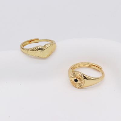 China Jiexing Trendy Finger Rings 14K Gold Plated Adjustable Rings Evil Eye Jewelry for sale