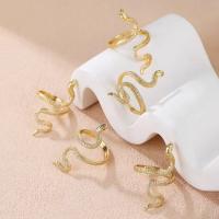 China Factory Lovely Trendy Finger Rings 14K Gold Plated Adjustable Fashion Micro Set Zircon Snake Opening Ring for sale