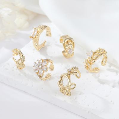 China Trending Engagement Ladies Flower Heart Shape Unique Adjustable Stacking Finger Rings for Women for sale