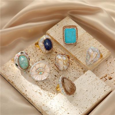 China Hot Sale New 14K Gold Plated Baroque Natural Pearl Ring Finger Ring Jewelry for Women for sale