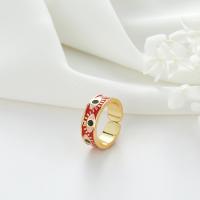 China Factory Wholesale Price Enamel Pink Evil Eye 14K Gold Plated Rings Adjustable Wholesale for sale