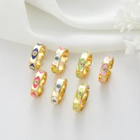 China Fashion 14k Adjustable for Women Color Enamel Dainty Turkish Evil Eye Ring Colorful Gold Plated for sale
