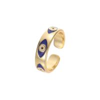 China Fashion 14k Adjustable for Women Color Enamel Dainty Turkish Evil Eye Ring Colorful Gold Plated for sale
