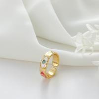 China Fashion 14k Adjustable for Women Color Enamel Dainty Turkish Evil Eye Ring Colorful Gold Plated for sale