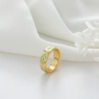 China Fashion 14k Adjustable for Women Color Enamel Dainty Turkish Evil Eye Ring Colorful Gold Plated for sale