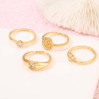 China Factory Wholesale Fashion Simple 14K Gold Plated Finger Rings Jewelry Women Adjustable CZ Rings for sale