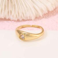 China Factory Wholesale Fashion Simple 14K Gold Plated Finger Rings Jewelry Women Adjustable CZ Rings for sale