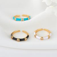 China Simple White Black Green Dripping  Oil 14K Gold Plated Adjustable Enamel Ring Drop Oil Brass Jewelry Rings for sale