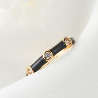 China Simple White Black Green Dripping  Oil 14K Gold Plated Adjustable Enamel Ring Drop Oil Brass Jewelry Rings for sale