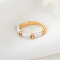China Simple White Black Green Dripping  Oil 14K Gold Plated Adjustable Enamel Ring Drop Oil Brass Jewelry Rings for sale