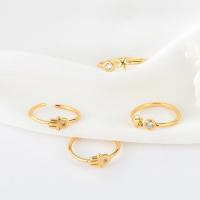 China Simple Brass Micro-set Zircon 14K Gold Plated Hamsa Hand Star Shape Adjustable FashionJewelry Ring for sale