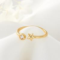 China Simple Brass Micro-set Zircon 14K Gold Plated Hamsa Hand Star Shape Adjustable FashionJewelry Ring for sale