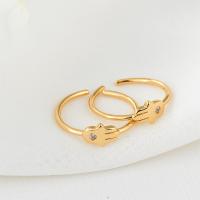 China Simple Brass Micro-set Zircon 14K Gold Plated Hamsa Hand Star Shape Adjustable FashionJewelry Ring for sale