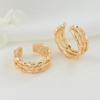 China 2024 Hot Selling Women's Ring Personalized Fashion 14K Gold Plated Triple Hollow Bamboo Open Ring for sale