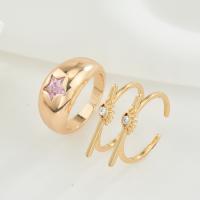 China Trendy New Design Women 14K Gold Plated Smooth Chunky Pink Star Cubic Zirconia Diamond Evil Eye Ring for sale