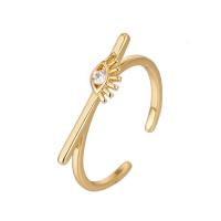 China Trendy New Design Women 14K Gold Plated Smooth Chunky Pink Star Cubic Zirconia Diamond Evil Eye Ring for sale