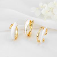 China Fashion 14K Gold Plated Adjustable Ring With Geometric Enamel Black and White Women's Open Jewelry Rings for sale