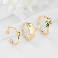 China Fashion 14K Gold Plated Adjustable Ring With Star Shaped Zircon Double Head Snake Shaped Beads Women's Jewelry Ring for sale
