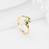 China Fashion 14K Gold Plated Adjustable Ring With Star Shaped Zircon Double Head Snake Shaped Beads Women's Jewelry Ring for sale