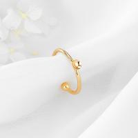 China Fashion 14K Gold Plated Adjustable Ring With Star Shaped Zircon Double Head Snake Shaped Beads Women's Jewelry Ring for sale