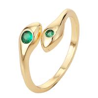 China Fashion 14K Gold Plated Adjustable Ring With Star Shaped Zircon Double Head Snake Shaped Beads Women's Jewelry Ring for sale