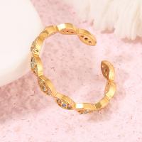 China 14K Gold Plated Cubic Zirconia Fashion Evil Eye Ring Adjustable  for Women Jewelry for sale