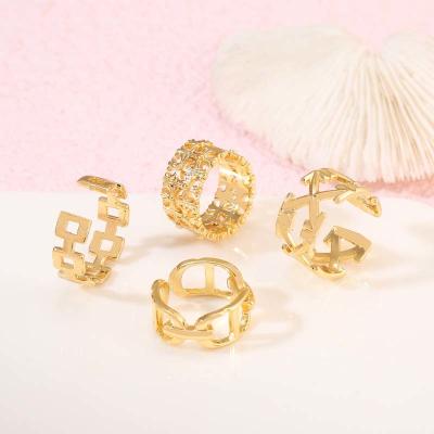 China Hot Sale New 14K Gold Plated Punk Statement Finger Ring Jewelry for Women for sale