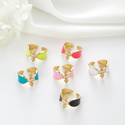 China Fashion New Popular Colorful Adjustable Drop Oil Color Brass Y2K Enamel Finger Rings for Women Girls for sale