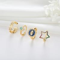 China 14K Gold Plated Jewelry Dainty CZ Micro Pave Cubic Zirconia Adjustable Ring Women for sale