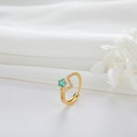China 14K Gold Plated Jewelry Dainty CZ Micro Pave Cubic Zirconia Adjustable Ring Women for sale