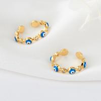 China Fashion Jewelry 14K Gold Plated Evil Eye Enamel Ring for Women Adjustable Turkish Evil Eyes Rings for sale