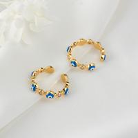 China Fashion Jewelry 14K Gold Plated Evil Eye Enamel Ring for Women Adjustable Turkish Evil Eyes Rings for sale