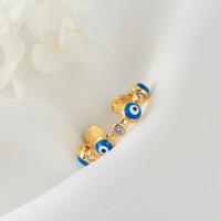China Fashion Jewelry 14K Gold Plated Evil Eye Enamel Ring for Women Adjustable Turkish Evil Eyes Rings for sale