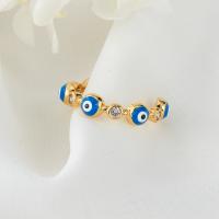 China Fashion Jewelry 14K Gold Plated Evil Eye Enamel Ring for Women Adjustable Turkish Evil Eyes Rings for sale