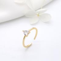 China Fashionable Design 14K Gold Plated Zircon Heart Shaped Ppen Adjustable Ring Simple Ring Jewelry for sale