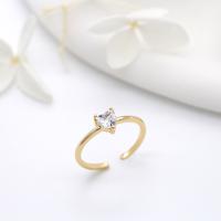 China Fashionable Design 14K Gold Plated Zircon Heart Shaped Ppen Adjustable Ring Simple Ring Jewelry for sale