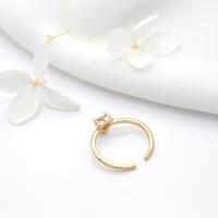 China Fashionable Design 14K Gold Plated Zircon Heart Shaped Ppen Adjustable Ring Simple Ring Jewelry for sale