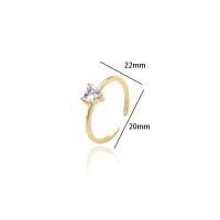 China Fashionable Design 14K Gold Plated Zircon Heart Shaped Ppen Adjustable Ring Simple Ring Jewelry for sale
