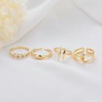 China Fashion Simple Design 14K Gold Plated Inlaid Zircon Multi Shape Closed Ring Adjustable Jewelry Ring for sale