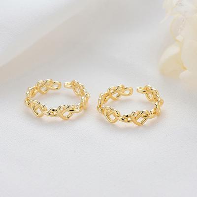 China Factory Wholesale 14K Gold Plated Heart Shape Open Adjustable Ring for sale