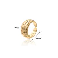 China Fashion Design Adjustable Jewelry Ring 14K Gold Plated Straight Line Pattern Large Cow Horn Circular Opening Ring for sale