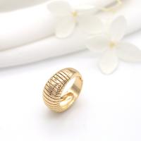 China Fashion Design Adjustable Jewelry Ring 14K Gold Plated Straight Line Pattern Large Cow Horn Circular Opening Ring for sale