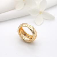 China Fashion Design Adjustable Jewelry Ring 14K Gold Plated Straight Line Pattern Large Cow Horn Circular Opening Ring for sale