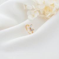 China 14K Gold Plated Zircon Inlaid Fashion Design Butterfly Shaped Open Adjustable Ring Women's Jewelry for sale
