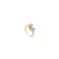 China 14K Gold Plated Zircon Inlaid Fashion Design Butterfly Shaped Open Adjustable Ring Women's Jewelry for sale