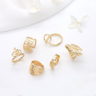 China Hot Selling 14K Gold Plated Multi Shape Open Crown Round Design Diy Jewelry Ring for sale