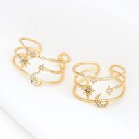 China Fashion Design 14K Gold Plated Jewelry Ring Inlaid With Zircon Star Moon Open Adjustable Women's Ring for sale