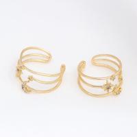 China Fashion Design 14K Gold Plated Jewelry Ring Inlaid With Zircon Star Moon Open Adjustable Women's Ring for sale