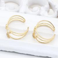 China Fashion Design 14K Gold Plated Jewelry Ring Inlaid With Zircon Star Moon Open Adjustable Women's Ring for sale