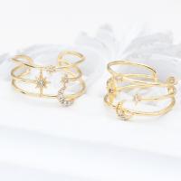 China Fashion Design 14K Gold Plated Jewelry Ring Inlaid With Zircon Star Moon Open Adjustable Women's Ring for sale
